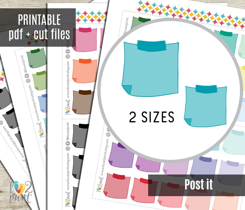 Post It Planner Stickers Sticky Note Printable Stickers - Etsy