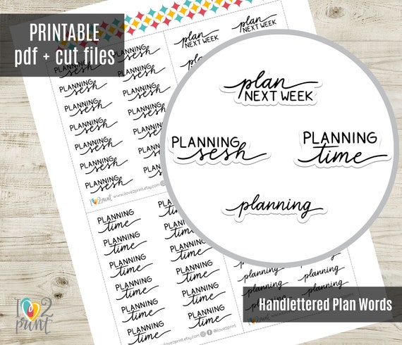 Handlettered Planning Time Planner Stickers Plan Sesh Script - Etsy