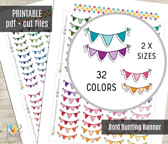 Bunting Flag Planner Stickers Bold Colors Flag Banner - Etsy
