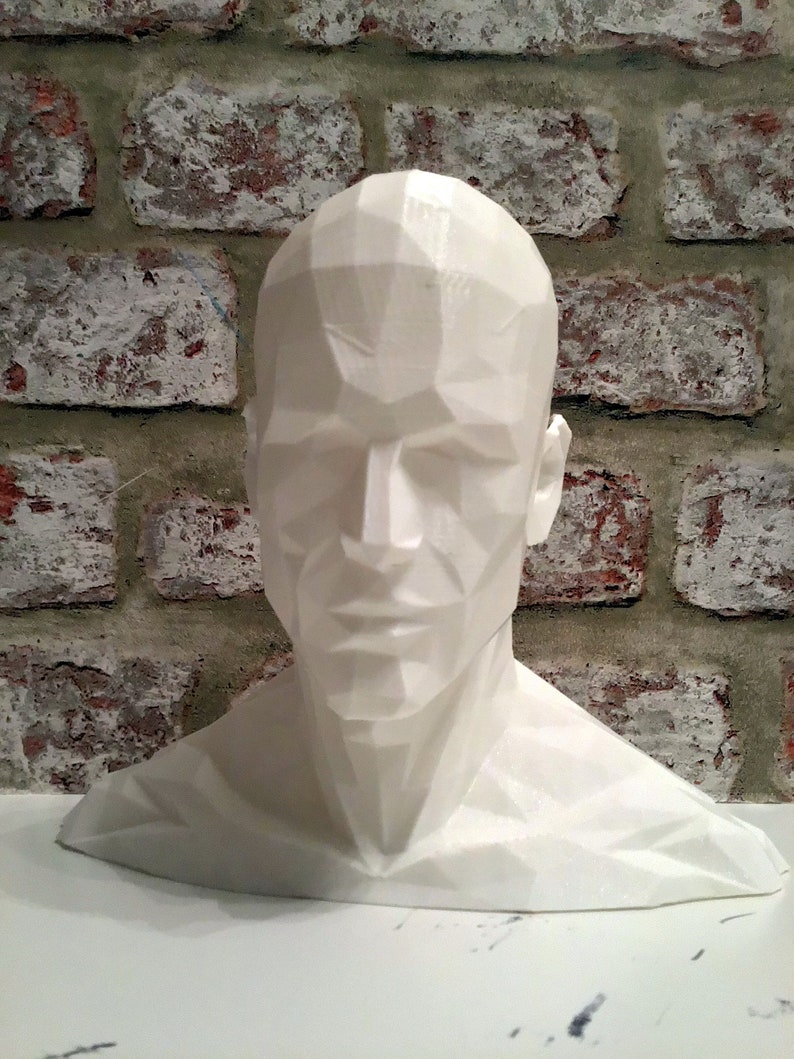 Low Poly Face 3D Print 3D Printed Face Abstract Male Bust | Etsy
