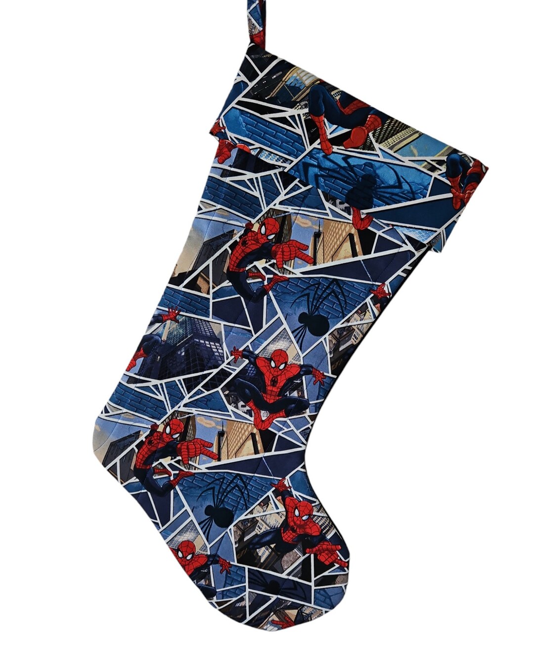 Spiderman on Blue Quilted Christmas Stocking - Etsy