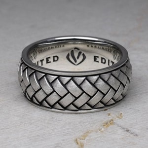 Knitted Pattern Design 4-rows Wedding Ring, Men's Women's Unisex Band ...