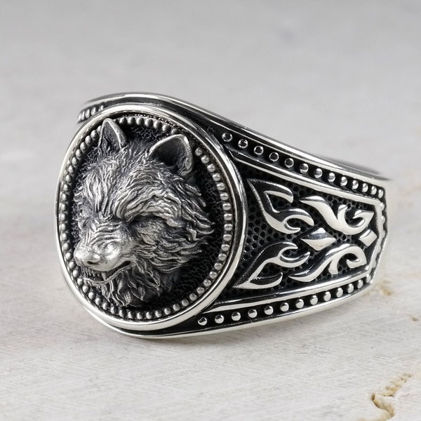 925 Wolf Ring - Etsy