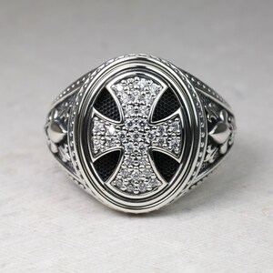 Chevalier Ring, Medieval Ring, Man Sterling Ring, Maltese Cross Jewelry ...