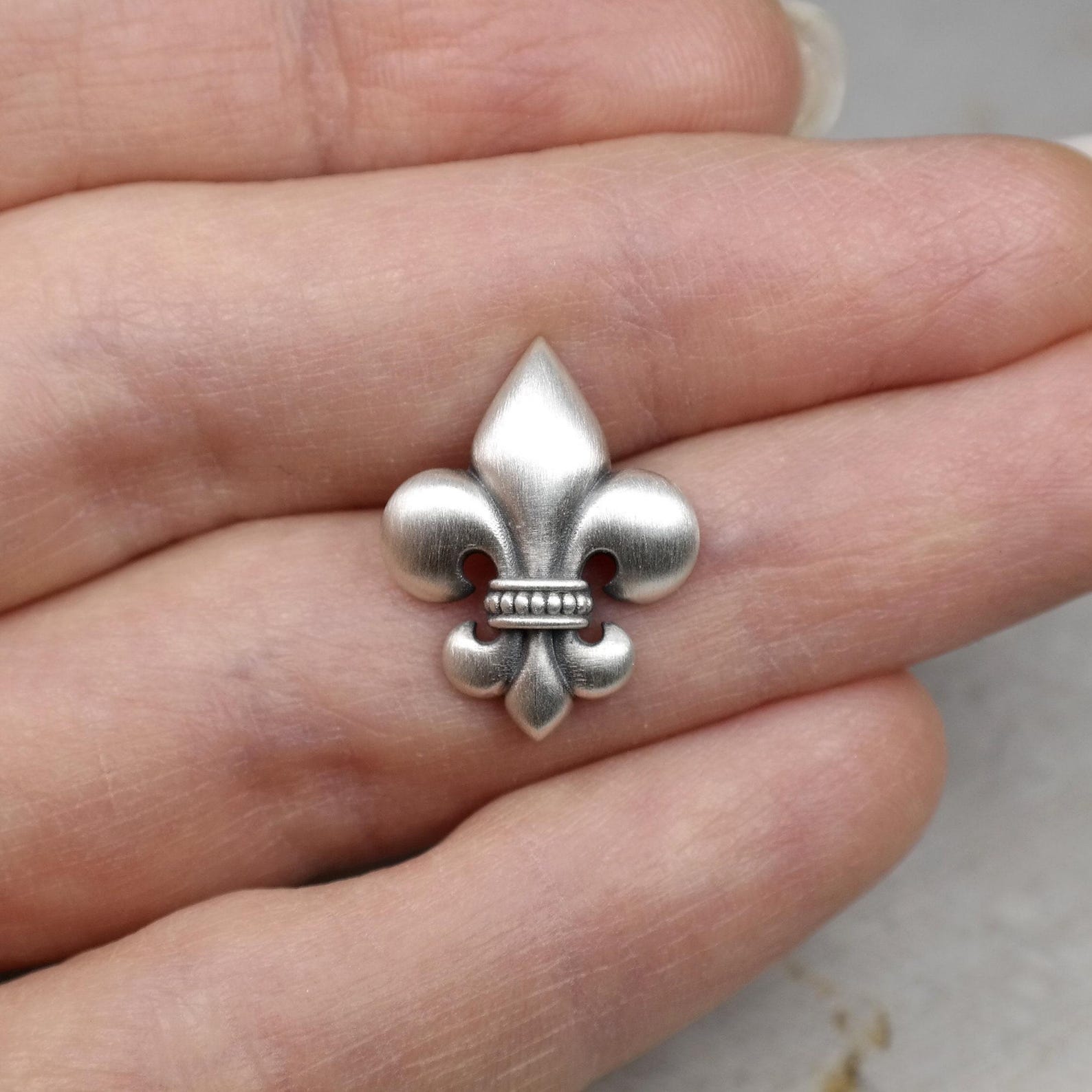 French Royal Lily Pin, Sterling Silver 925, Medieval Brooch, Fleur De ...