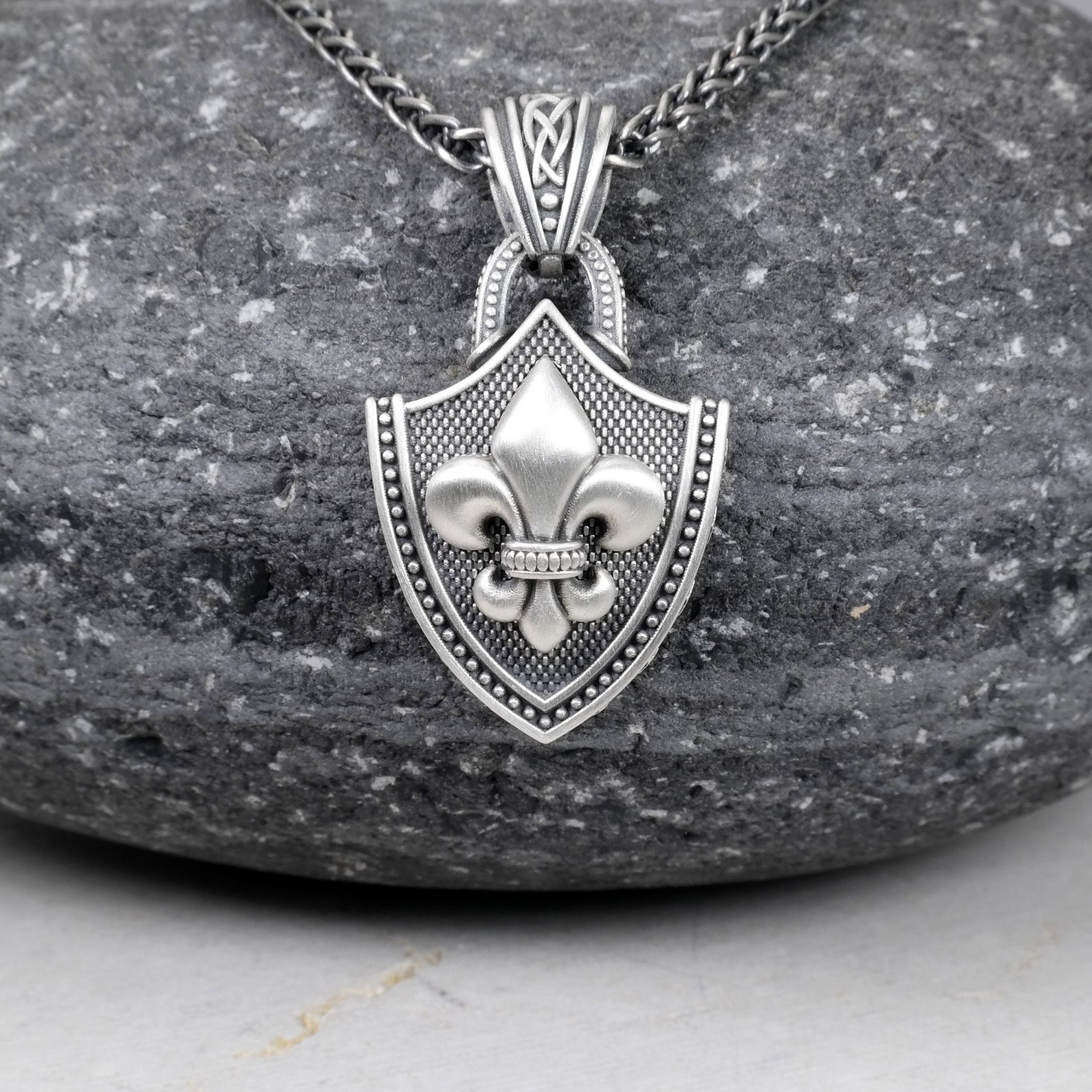 Shield Pendant Fleur De Lis Charm Knight Jewelry Medieval - Etsy