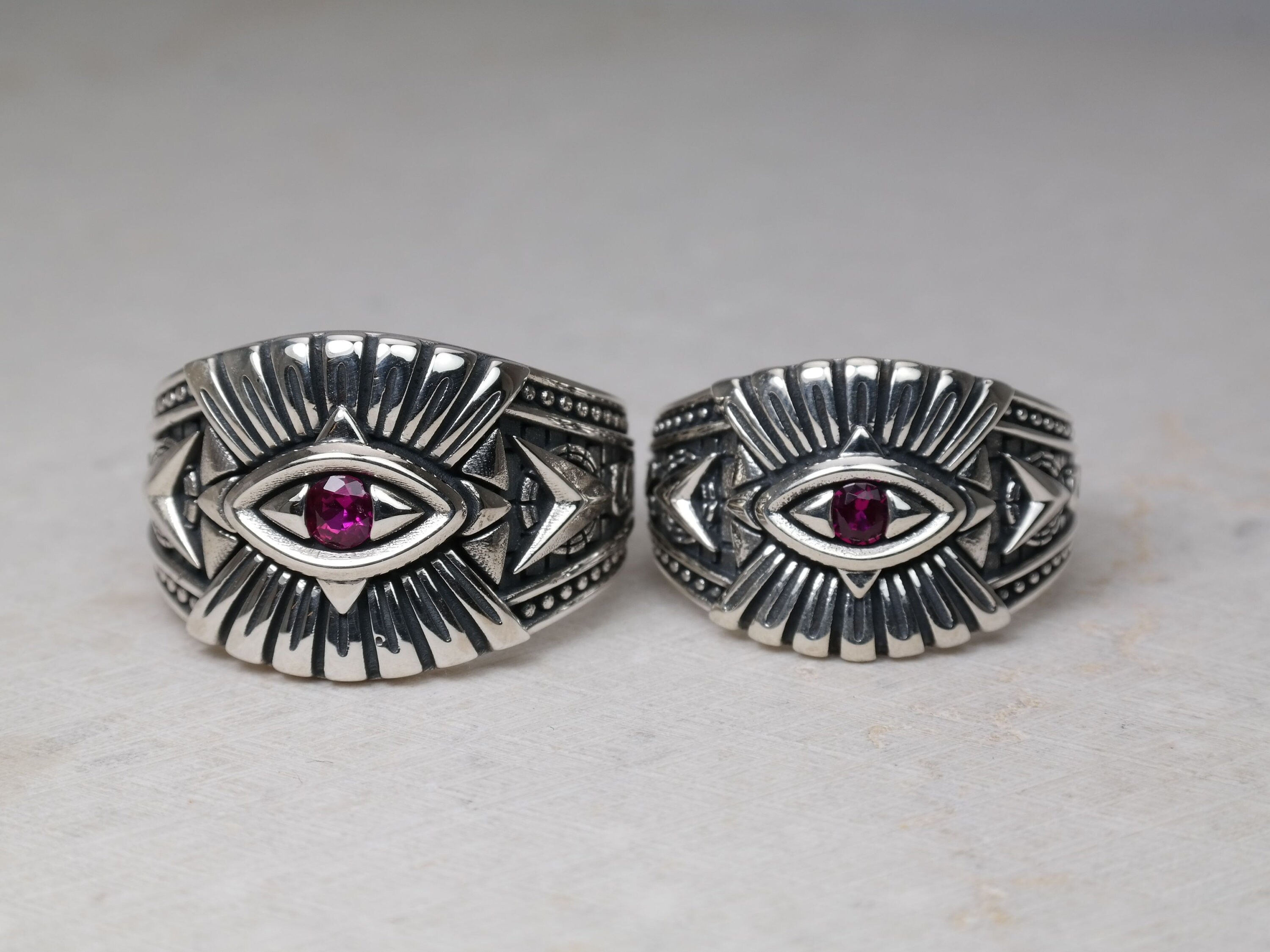 Evil Eye Silver Band Ring Eye of Providence Compass | Etsy