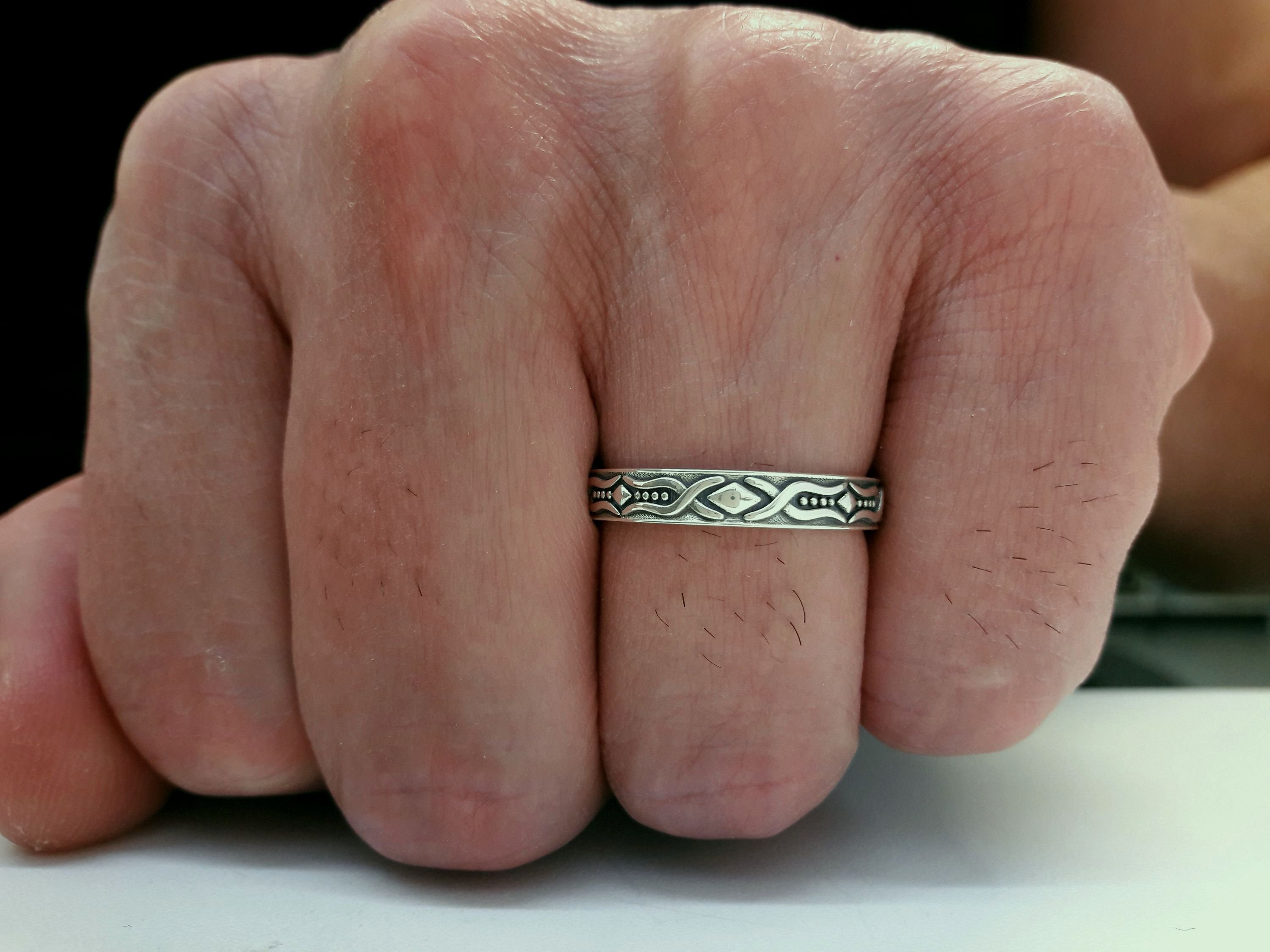 Tribal Band Man Solid Gold Ring Wedding Gold Band Gold Band | Etsy