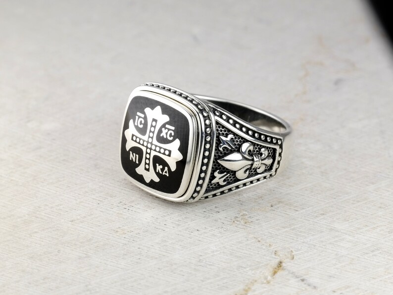 Christian Orthodox Signet Mens Ring Religious Sterling | Etsy