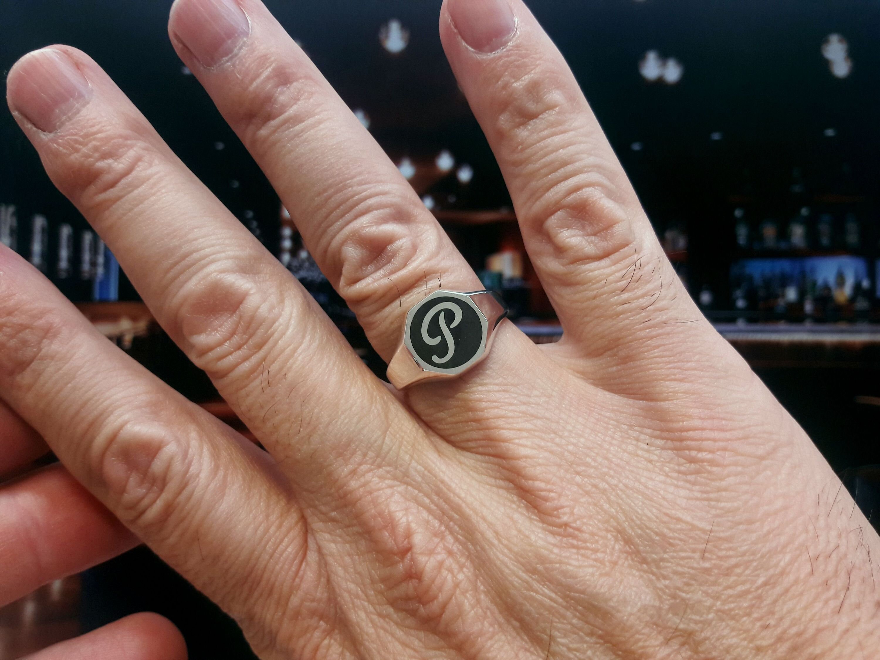 Custom made Octagonal Shape Monogram Signet Men Ring | Etsy