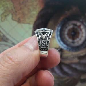 Compass Wind Rose Ring, Traveler North Star Unisex Wedding Bands ...