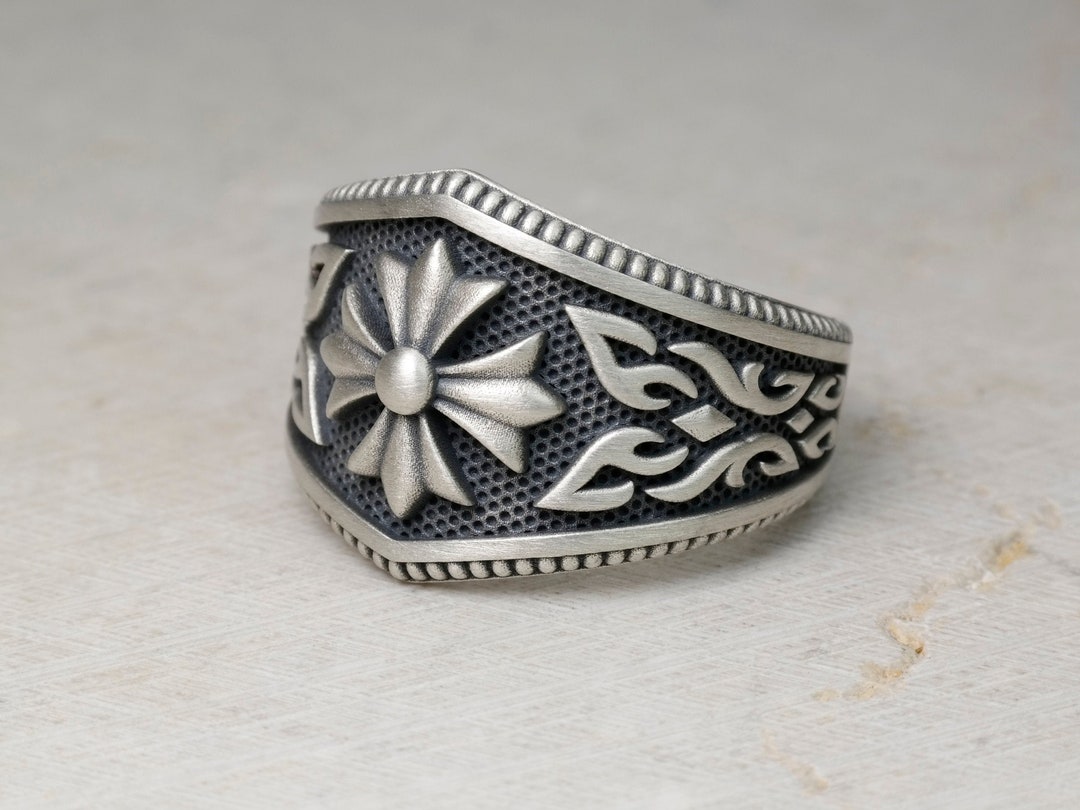 FLEURY CROSS Silver Mens Ring, Christianity Symbol Jewelry, Fleur De ...