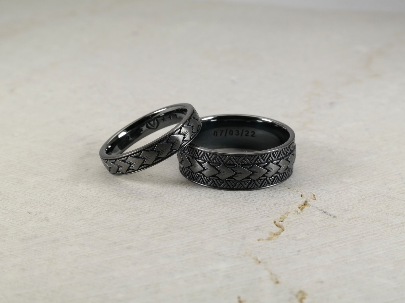 Pattern Wedding Band Ring, Black Rhodium, Real Sterling Silver 925 ...