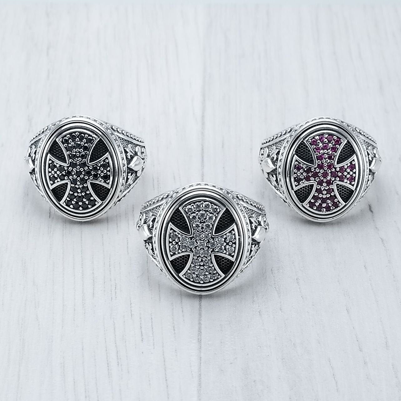 Chevalier Ring Medieval Ring Man Sterling Ring Maltese | Etsy