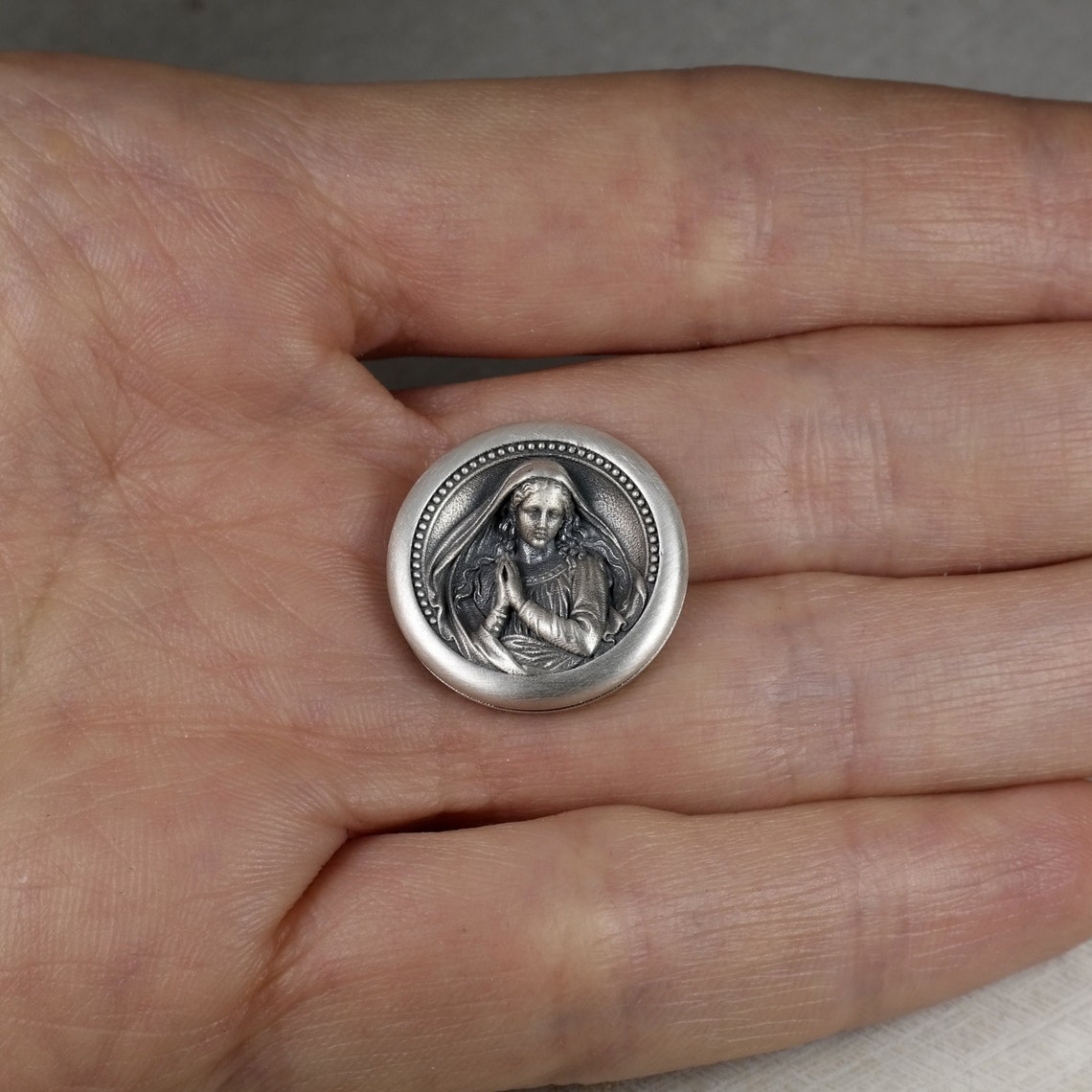 Round Brooch Pin Virgin Mary Holy Mother Lapel Badge Real - Etsy