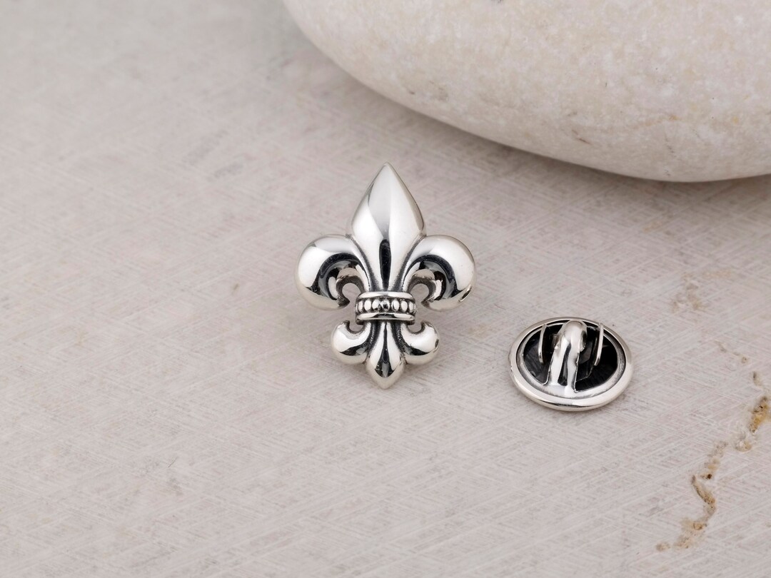 French Royal Lily Pin, Sterling Silver 925, Medieval Brooch, Fleur De ...