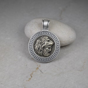 Hercules Round Pendant, Heracles Necklace With Braided Wheat Chain ...