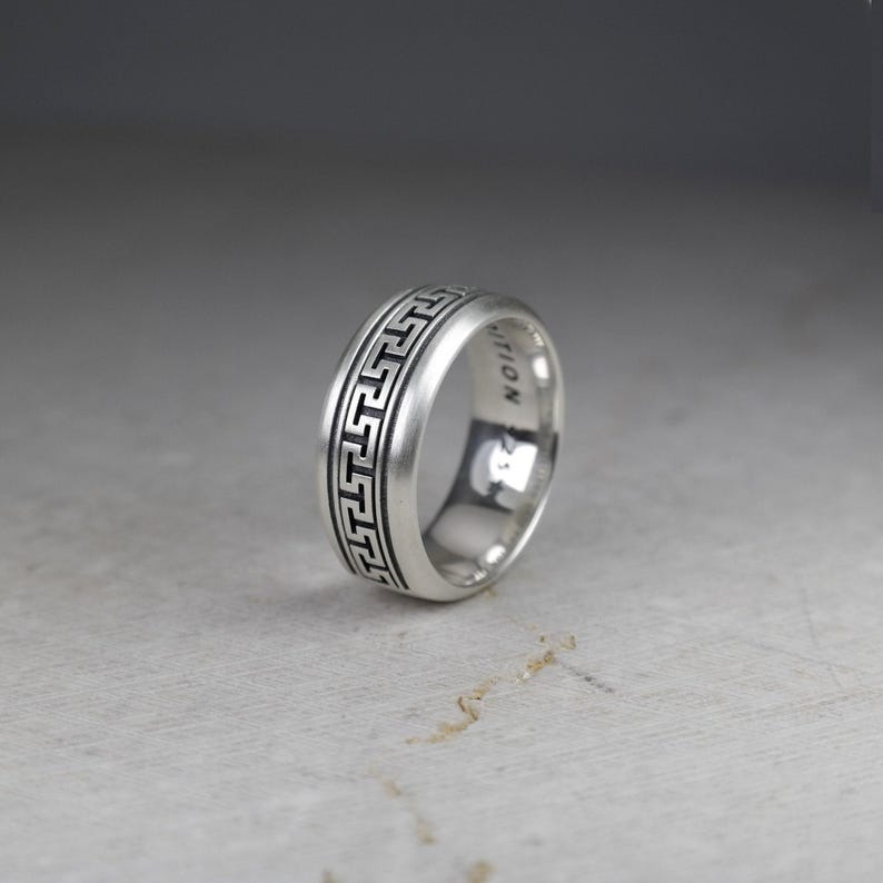 Greek Key Pattern Band Ring, Ancient Greece, Meander Symbol, Grecian ...