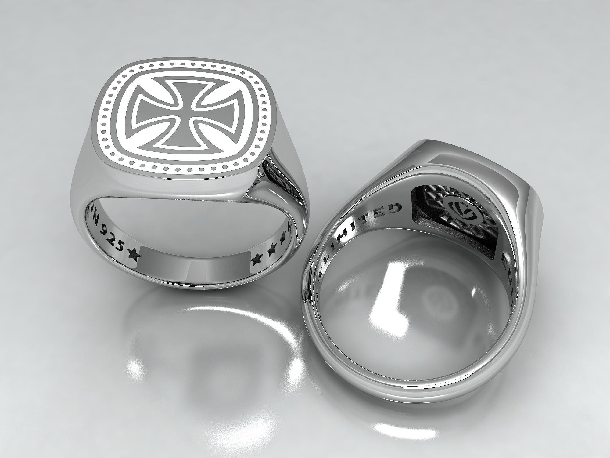 Byzantine Cross Signet Ring Sterling Silver 925 Black | Etsy