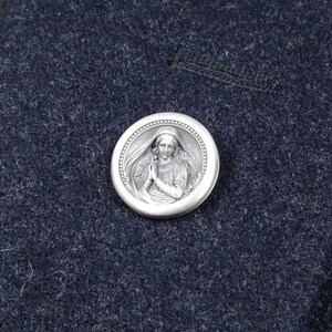 Round Brooch Pin Virgin Mary, Holy Mother Lapel Badge, Real Sterling ...