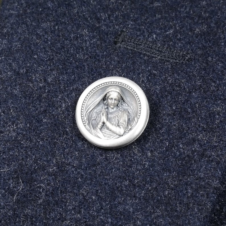 Round Brooch Pin Virgin Mary Holy Mother Lapel Badge Real - Etsy