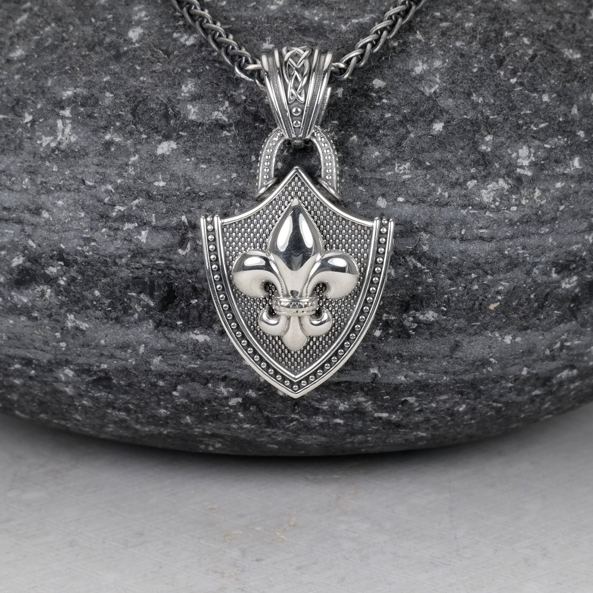 Shield Pendant Fleur De Lis Charm Knight Jewelry Medieval - Etsy