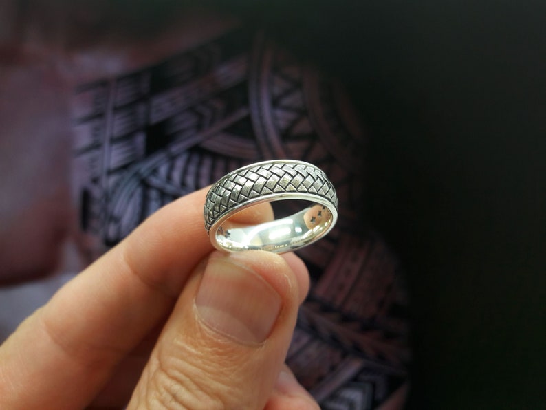 Knitted Pattern Design 4-rows Wedding Ring Men's - Etsy