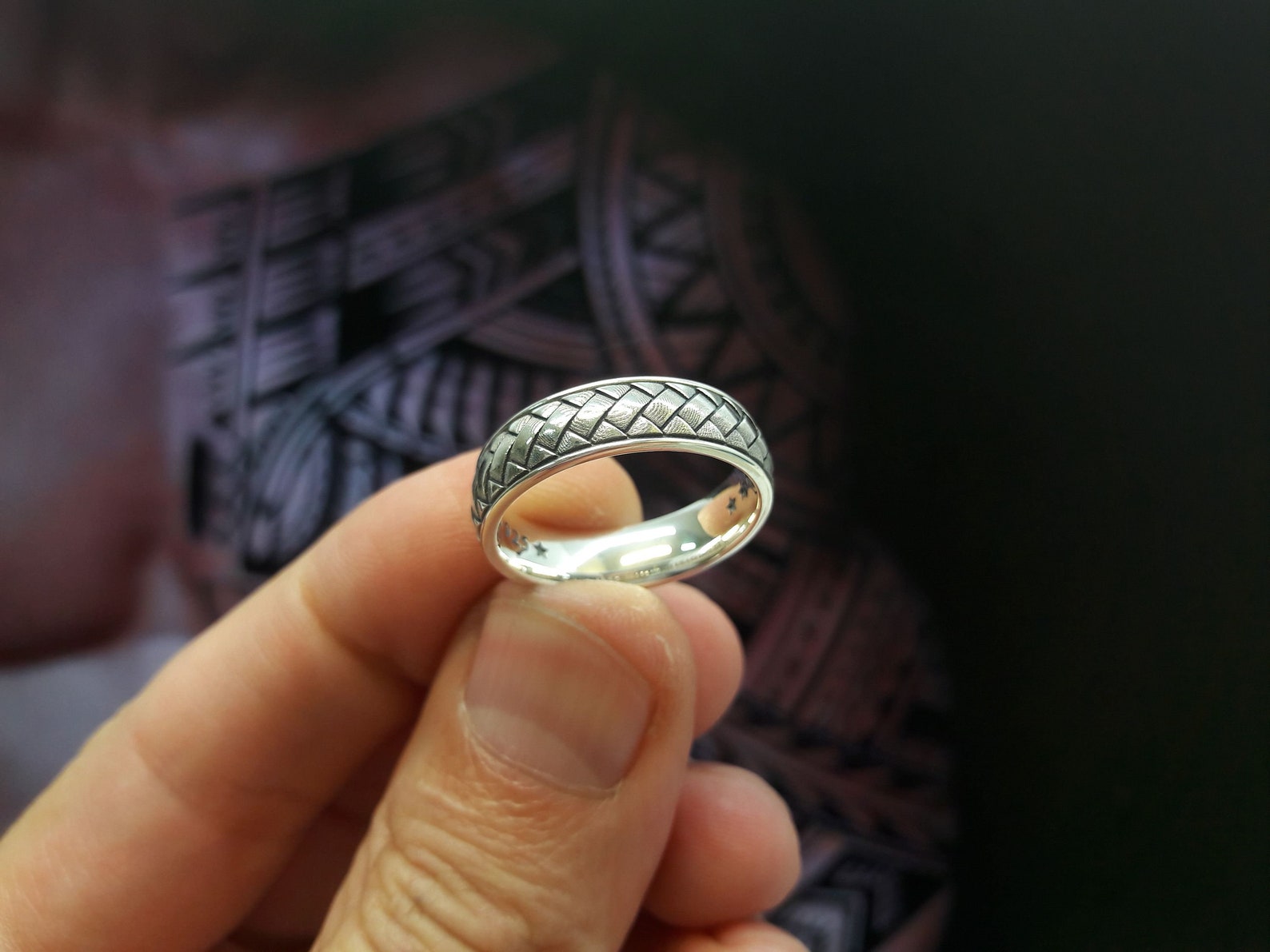 3 Row Knitted Pattern Band Ring Men Women Wedding Solid - Etsy