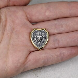 Gold Plated Shield Pin, Lion Head Brooch for a Suit, Wedding ...