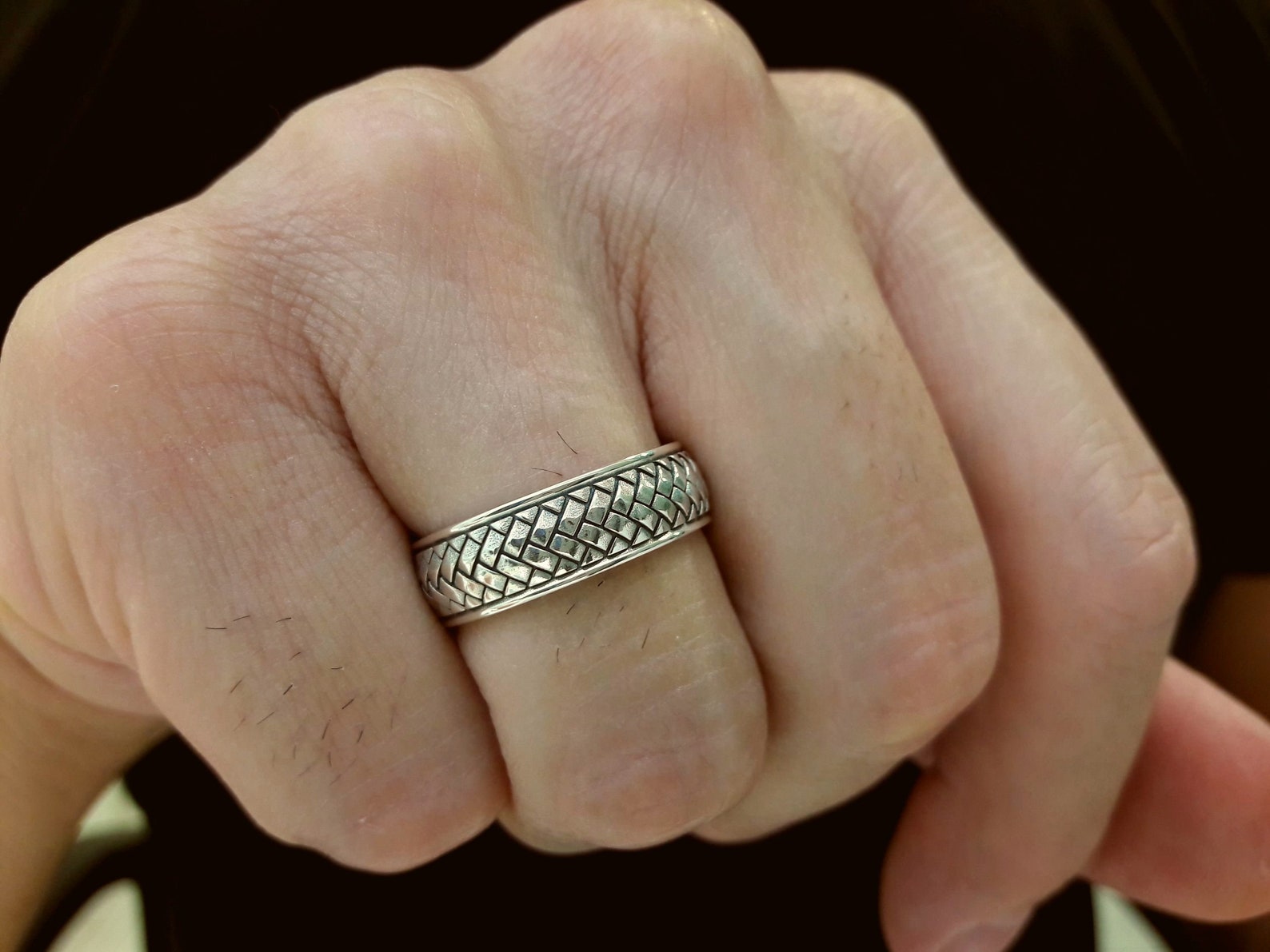 Knitted Pattern Design 4-rows Wedding Ring Men's - Etsy