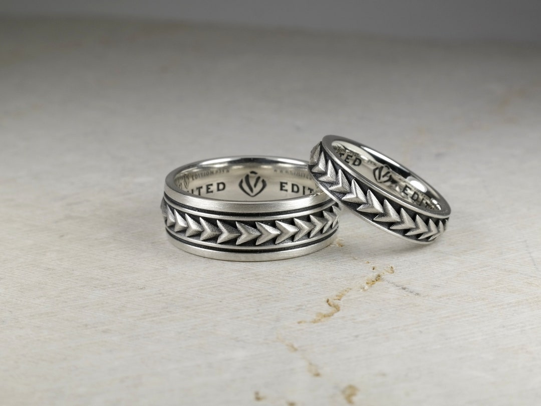 Polynesian Patterned Wedding Band Ring, Samoan, Arrow, Maori, Real ...