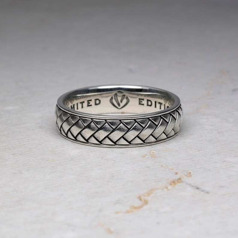 3 Row Knitted Pattern Band Ring Men Women Wedding Solid - Etsy