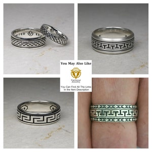 Wedding Band With Greek Key Pattern, Meander Symbol, Grecian Men and ...