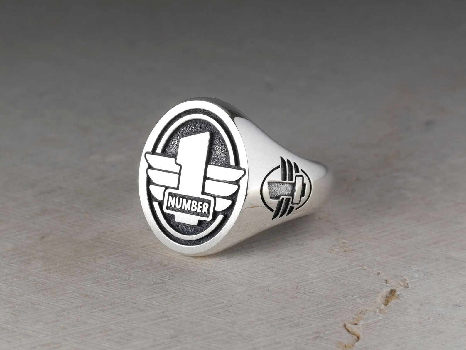 Oval Signet Ring Champion Number 1 Ring Sterling Silver | Etsy