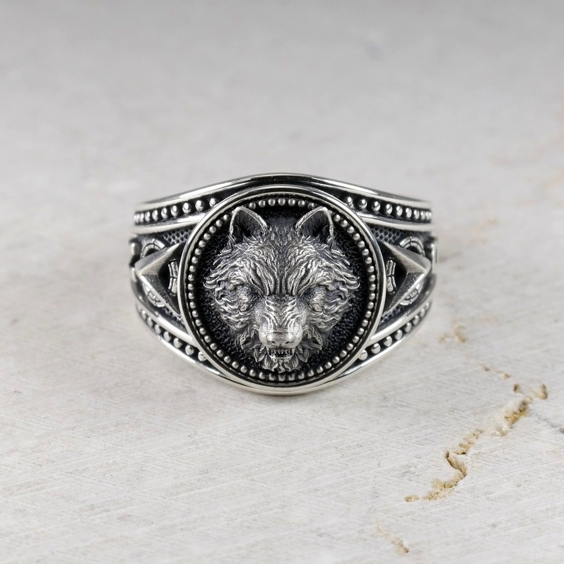 Wolf Head Ring With North Star Design Alpha Majestic Comfort - Etsy