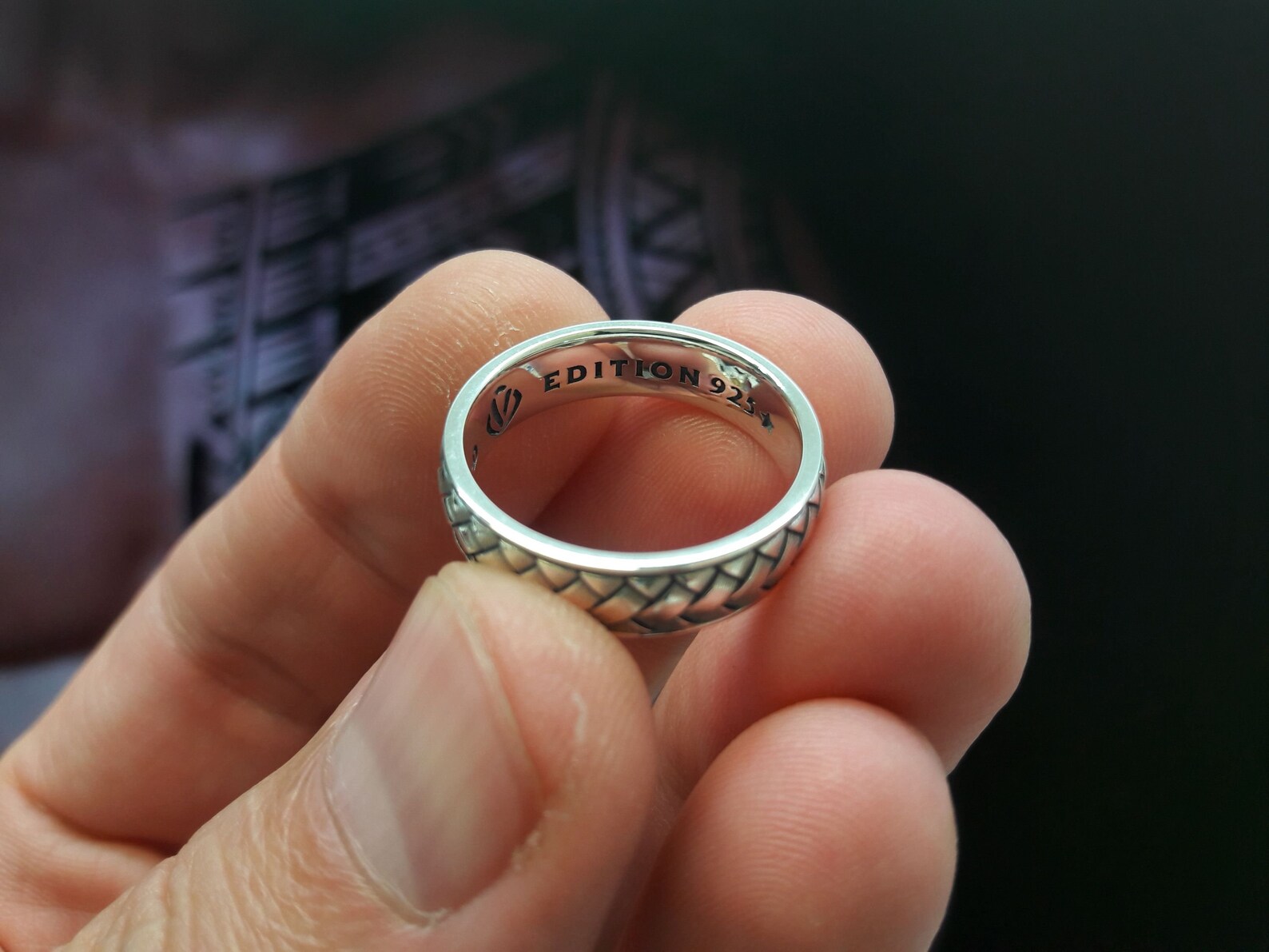 3 Row Knitted Pattern Band Ring Men Women Wedding Solid - Etsy