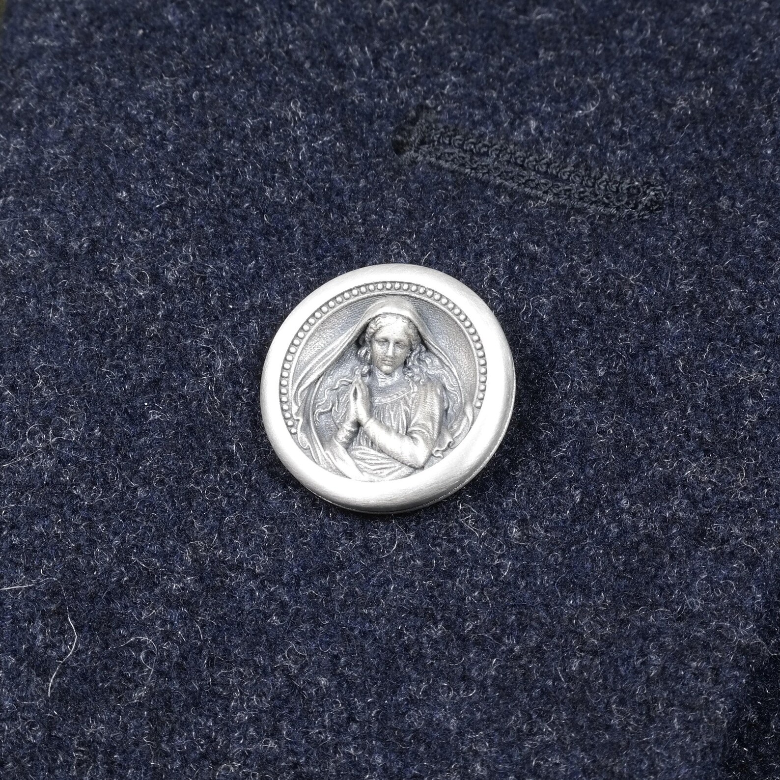 Round Brooch Pin Virgin Mary, Holy Mother Lapel Badge, Real Sterling ...