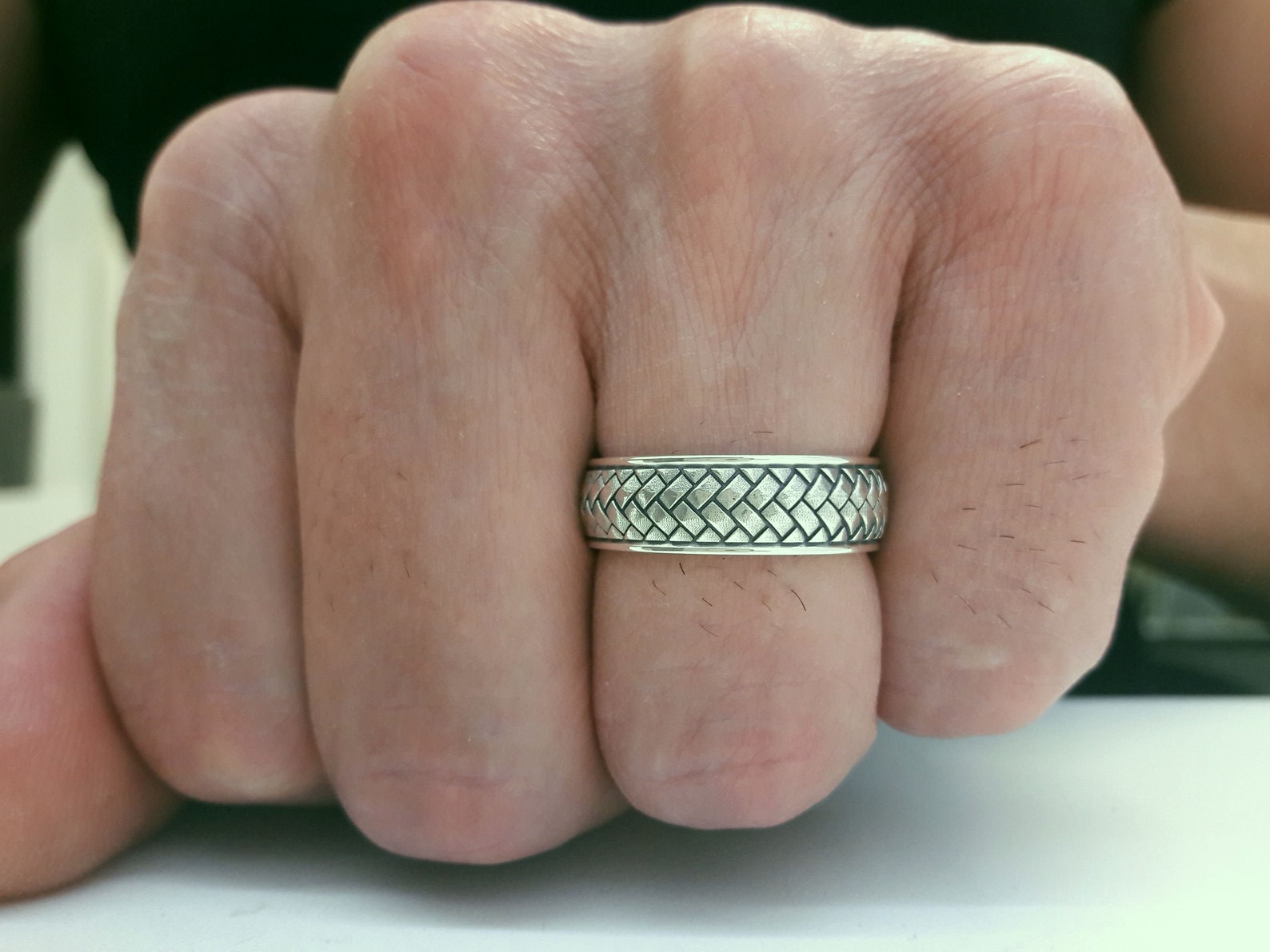 Knitted Pattern Design 4-rows Wedding Ring Men's - Etsy