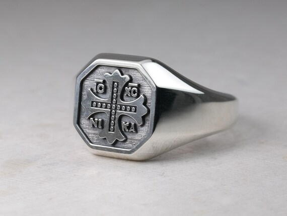 Signet Ring Templar Knight Man Ring Silver Cross Ring Men | Etsy
