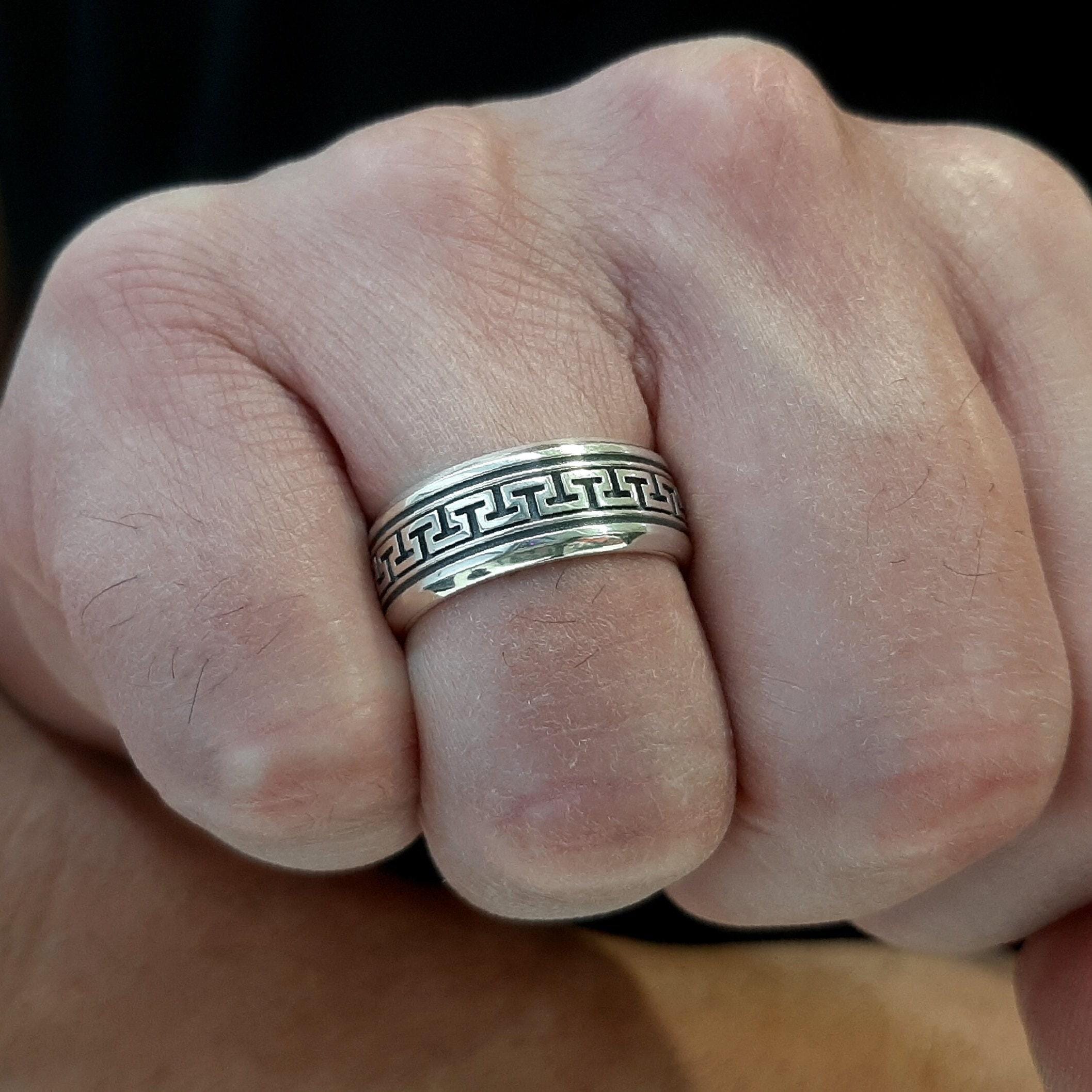 Greek Key Pattern Band Ring, Ancient Greece, Meander Symbol, Grecian ...