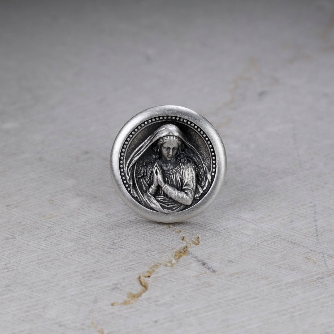 Round Brooch Pin Virgin Mary Holy Mother Lapel Badge Real - Etsy