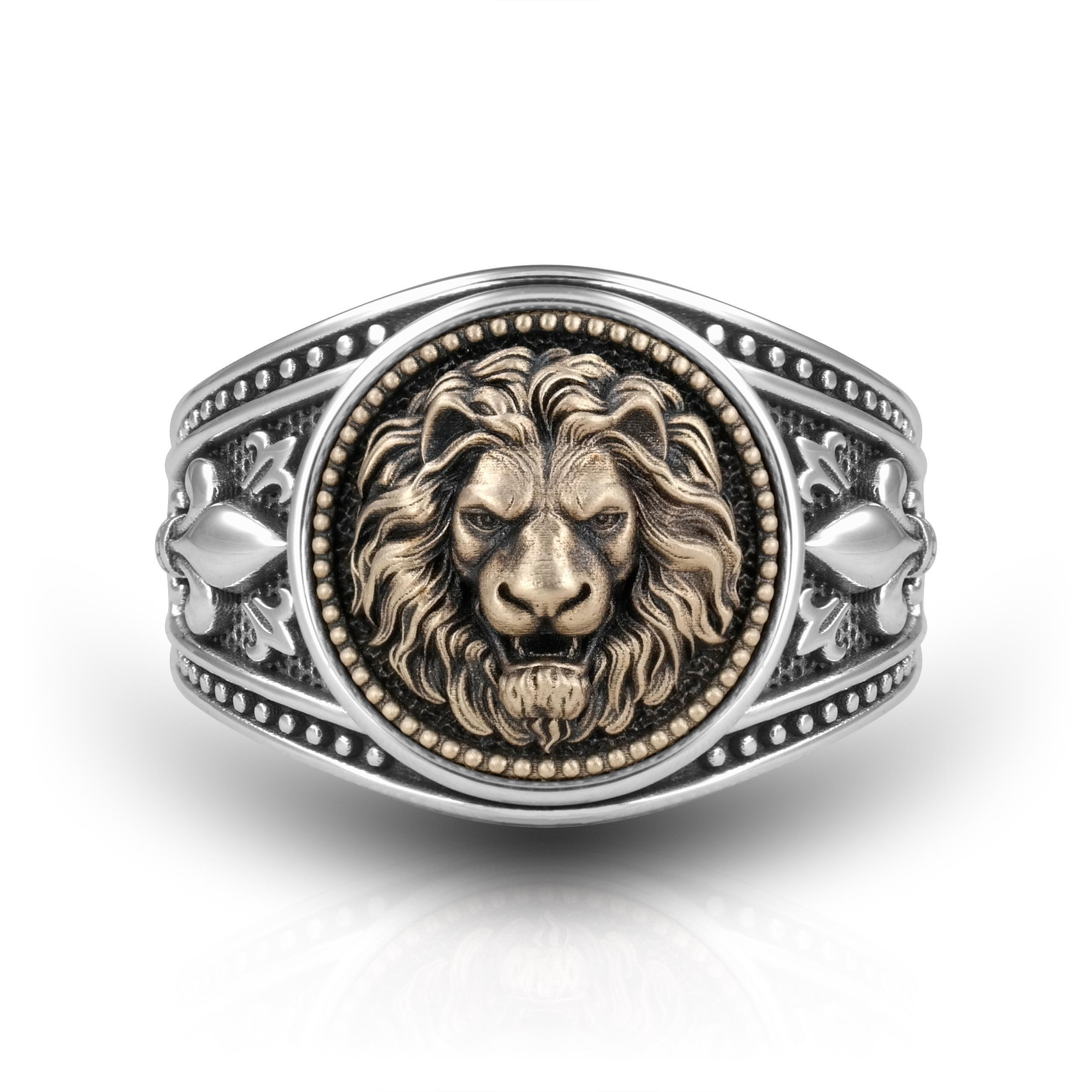 Silver Lion Ring Men Women Leo Zodiac Sign | Husband Birthday ...