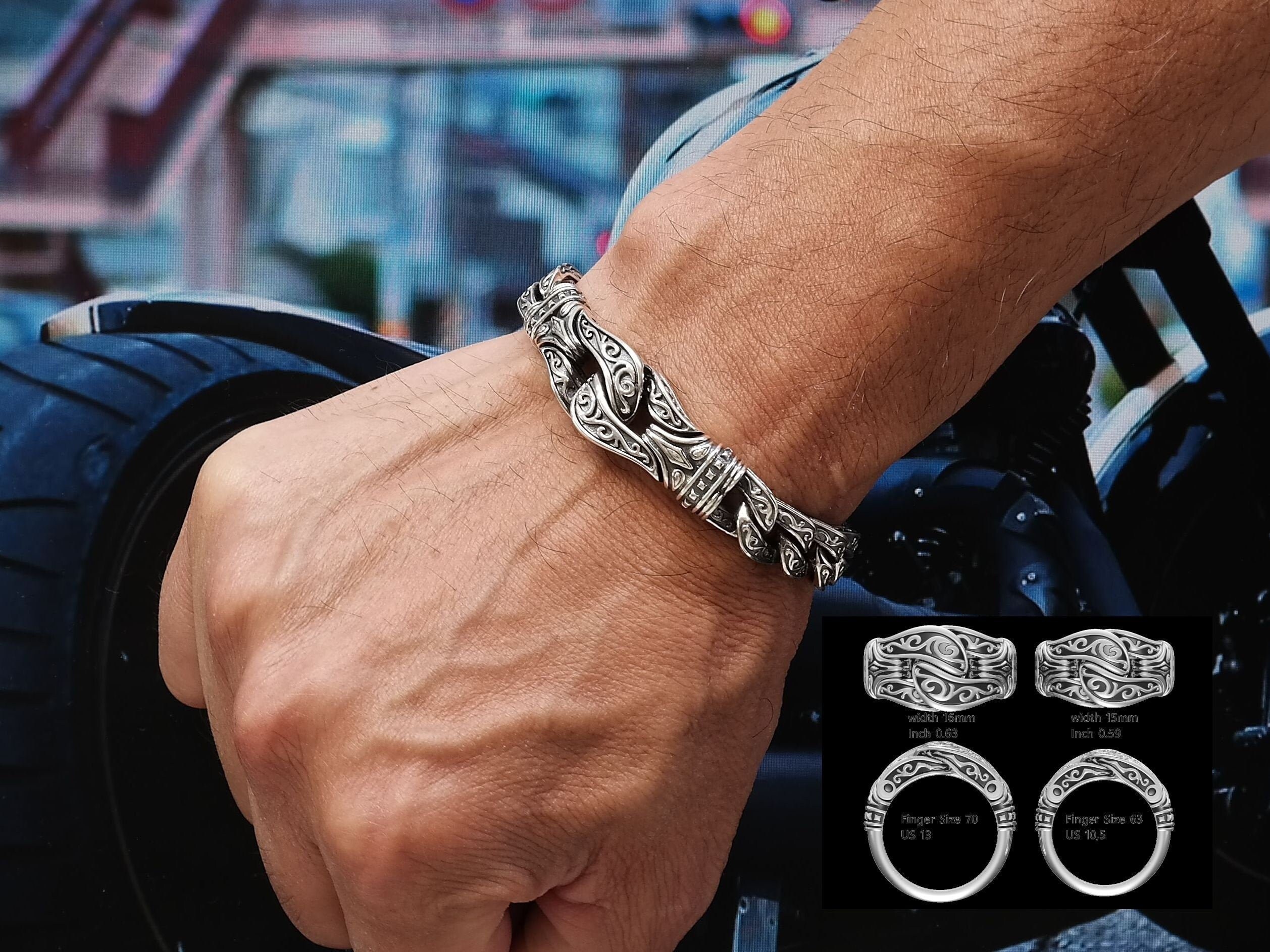 Wide Chain Bracelet Men's Chain Bracelets Gothic Style - Etsy