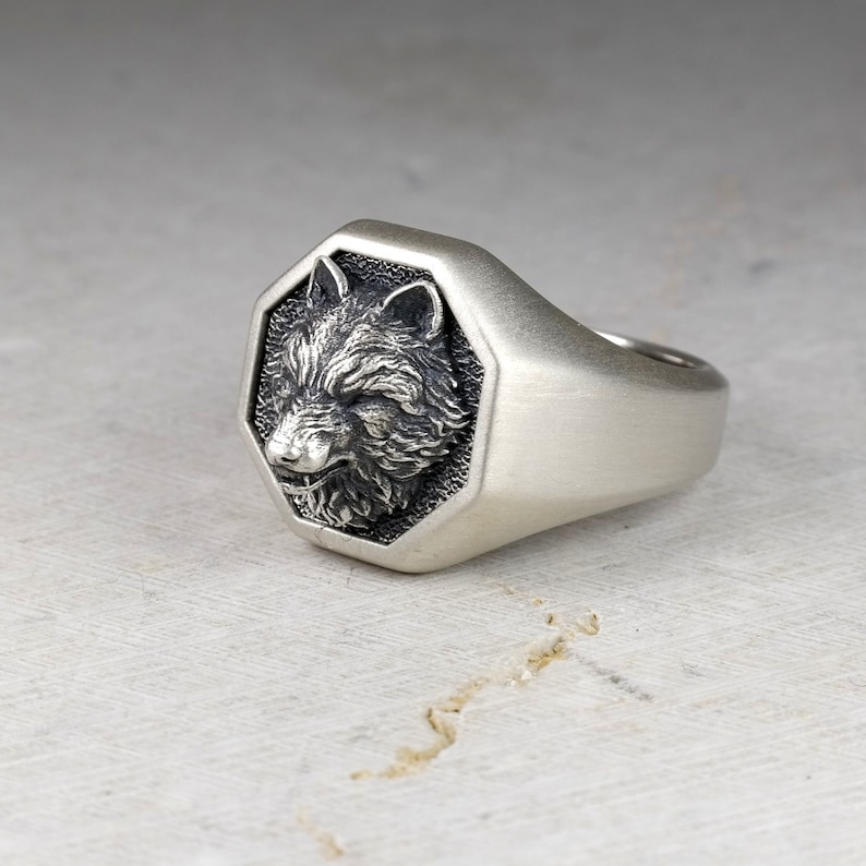 Wolf Head Ring With Gothic Design Alpha Majestic Comfort Fit - Etsy