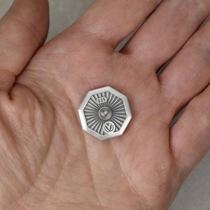 Octagon Pin Lion, Sterling Silver 925, Men's Brooch Pin, Lion Head ...