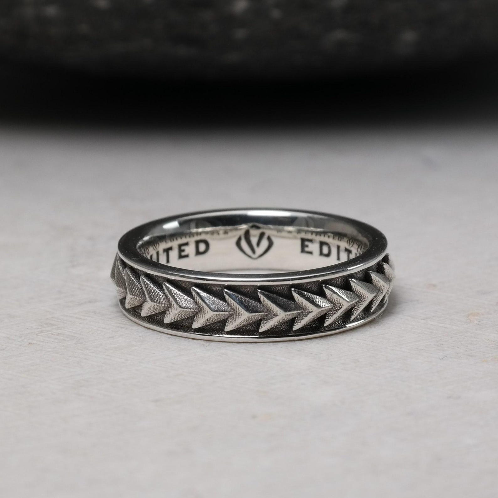 Polynesian Patterned Wedding Band Ring, Samoan, Arrow, Maori, Real ...