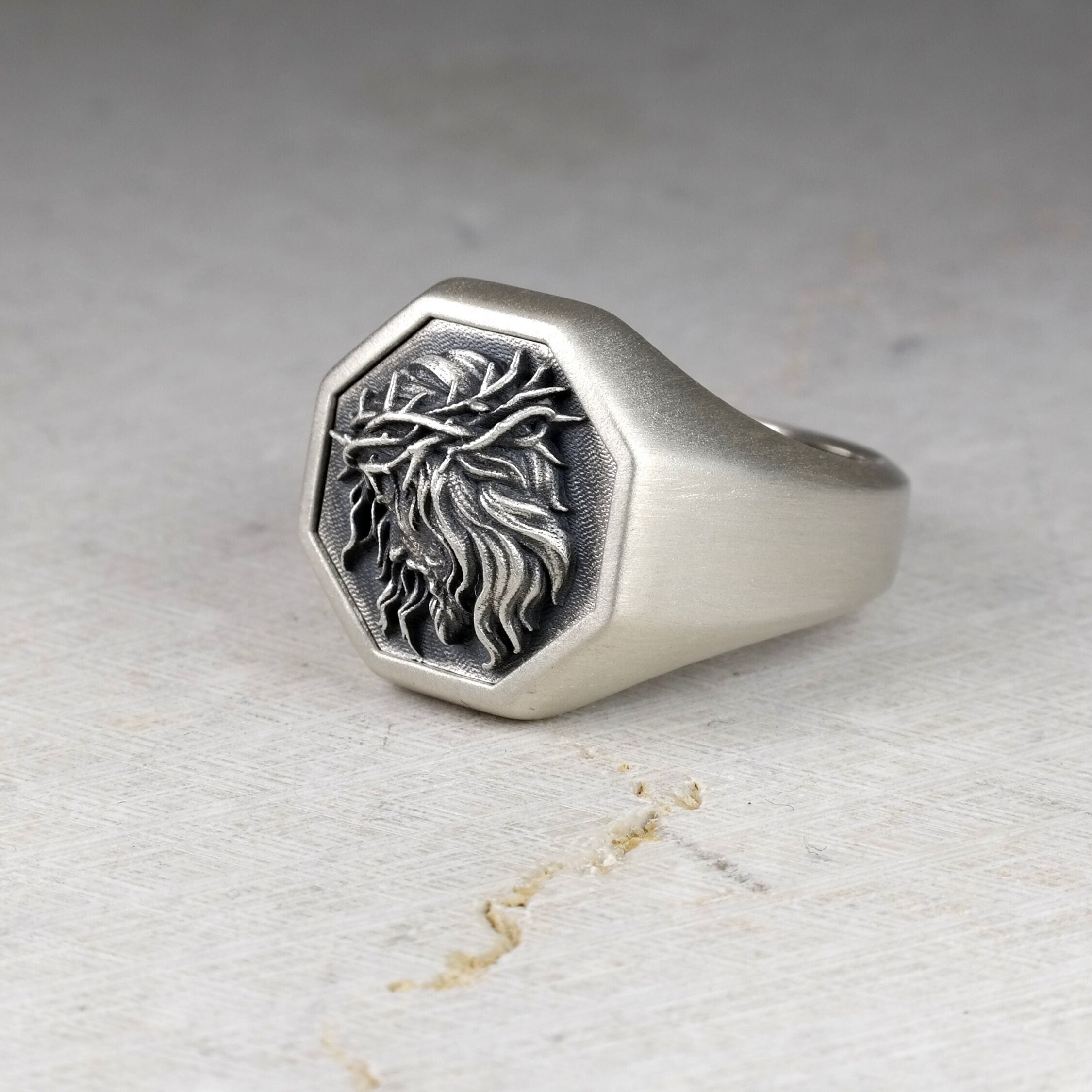 Jesus Christ Signet Ring Real Sterling Silver 925 Savior - Etsy