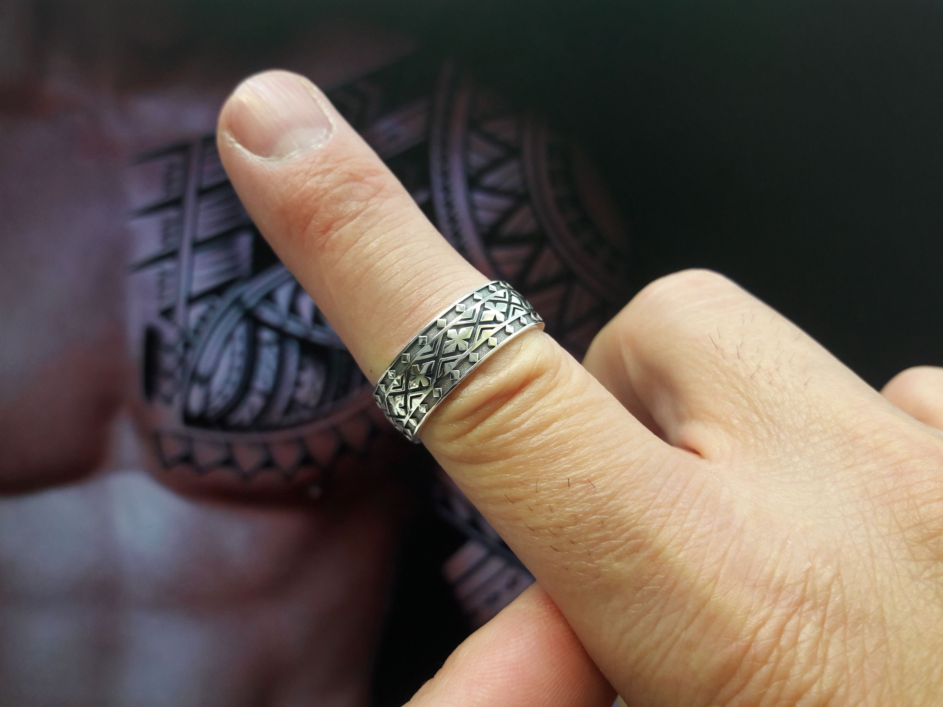 Samoan Cross Maori Polynesian Tribal Band Men Solid - Etsy