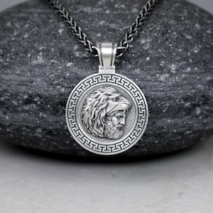 Hercules Round Pendant, Heracles Necklace With Braided Wheat Chain ...