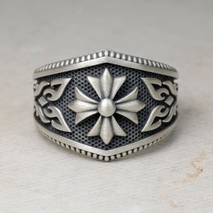 FLEURY CROSS Silver Mens Ring, Christianity Symbol Jewelry, Fleur De ...